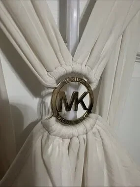Michael Kors | Dresses | Michael Kors Cream Halter Mini Dress With Gold ...